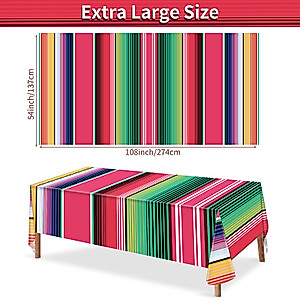 Hxezoc 3 Pack Disposable Plastic Mexican Serape Tablecloths, Mexican Fiesta Striped Party Table Cover for Mexican Party Wedding Birthday Party Decorations Outdoor Indoor Party Supplies