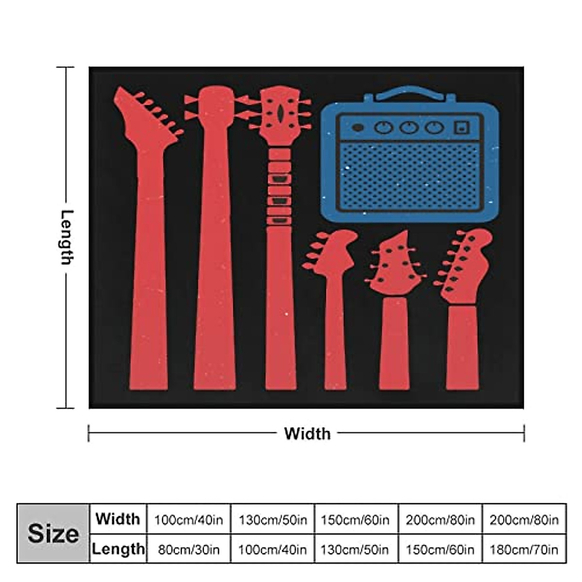 Rock N Roll USA Flag Flannel Fleece Throw Blanket Soft Warm Lightweight Fuzzy Plush Blankets for Bed Couch Sofa 70"x80"