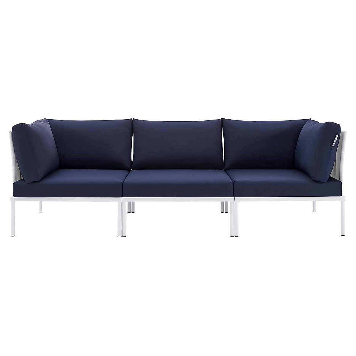 Modway EEI-4967-WHI-NAV Harmony Outdoor Patio Aluminum Sofa, White Navy