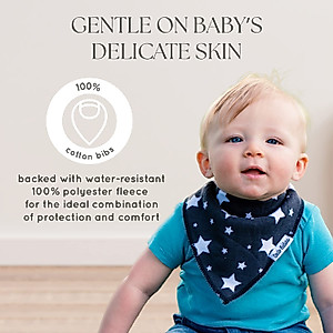 Dodo Babies Bandana Drool Bib Set – Eight 100% Cotton Bibs with Soft Polyester Lining, 2 Pacifier Clips, Binky Case, Blue Gift Bag for Baby Girl or Boy Shower – Adjustable Snap Fit for 3-24 Months