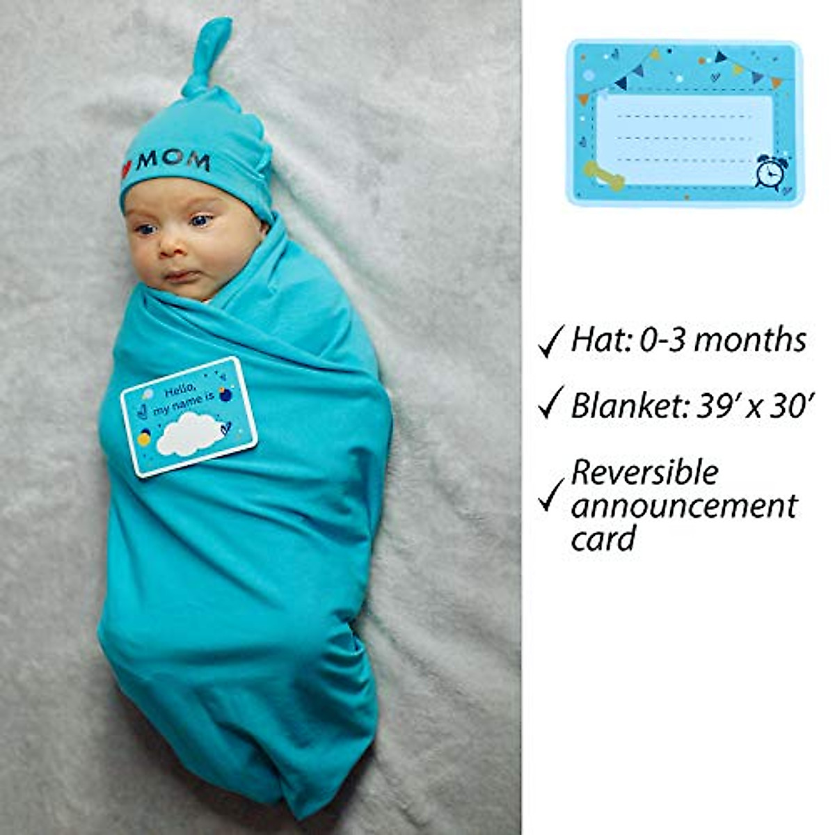 Life of Joy Matching Mommy Labor Delivery Robe, Swaddle, Hat Complete Set (as1, alpha, s, m, regular, regular, Mint)