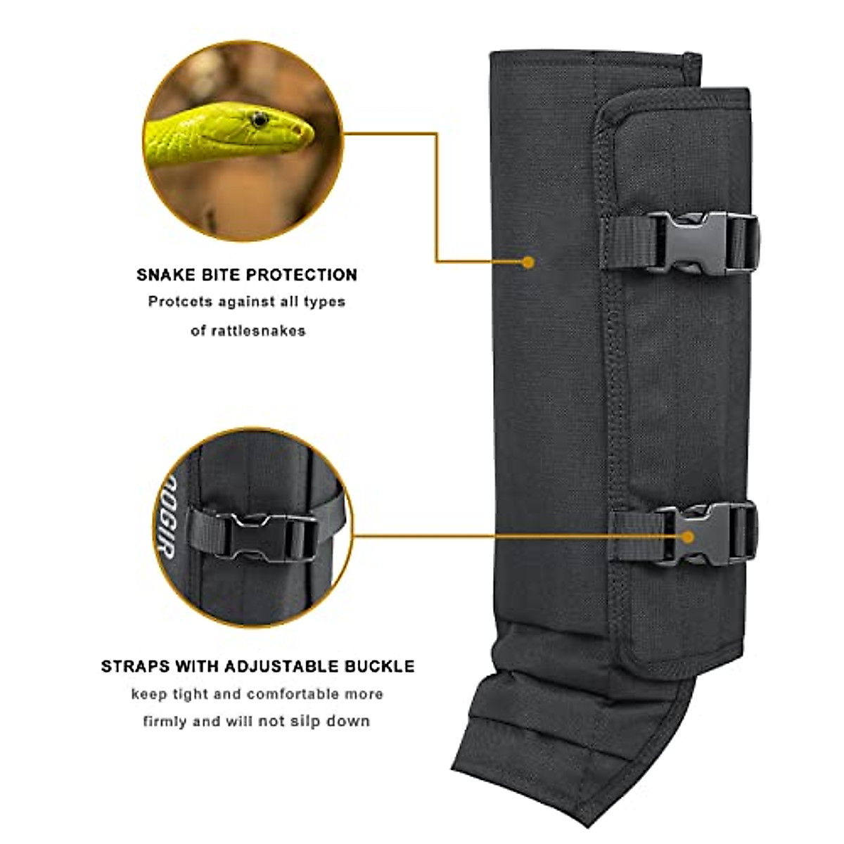 HUNTARMOR Snake Gaiters Leg Guards: Waterproof Snake Chaps for Hunting, Adjustable Leg Gaiter Snake Bite Protection for Lower Legs, Lightweight Flexible Design Snake Guards Fits Men & Women