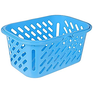 POPETPOP Toy Shopping Cart Plastic Shopping Basket with Handle - 10L Portable Handheld Storage Basket Organizer Baskets for Supermarket Retail Bookstore Toy Storage Basket
