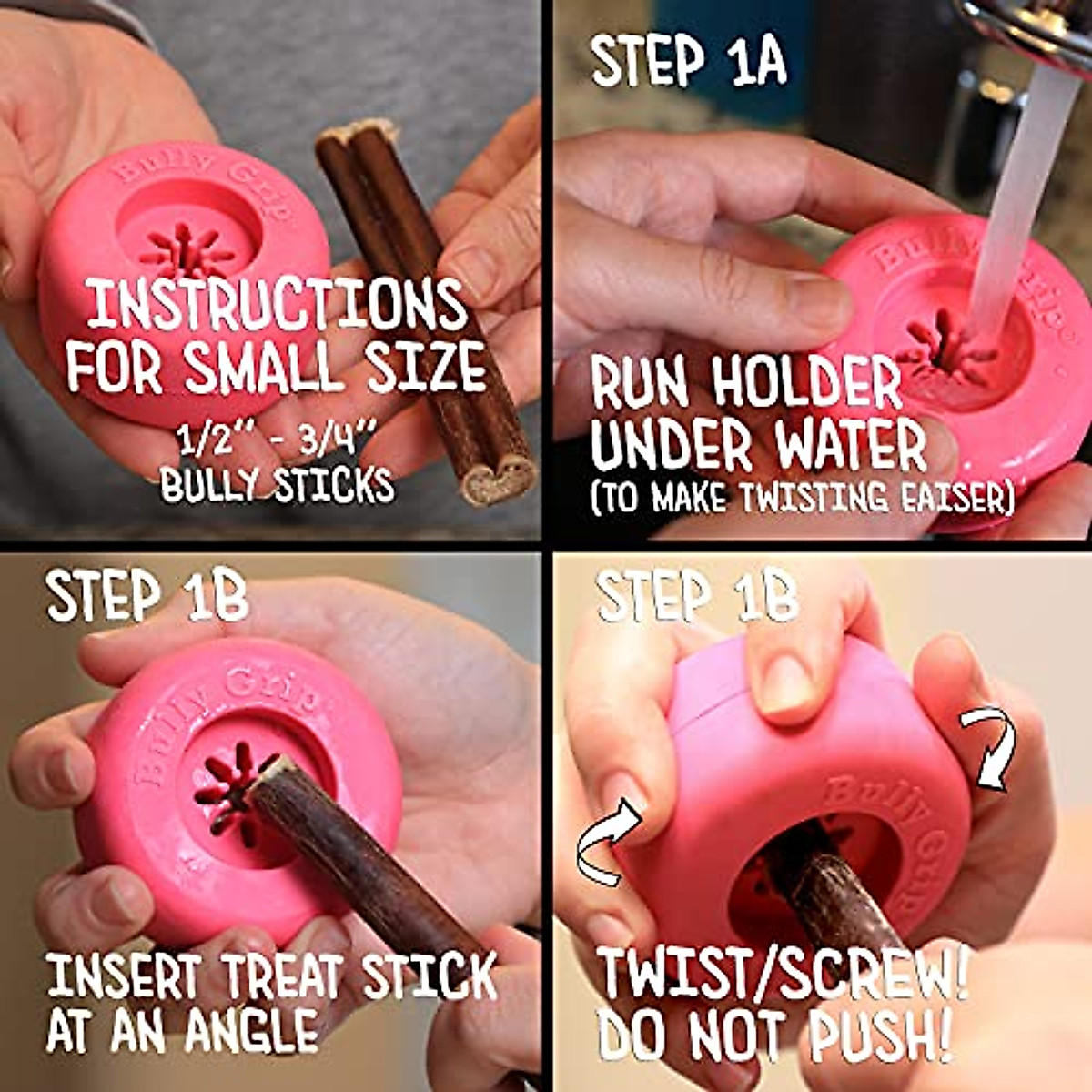 Bully Stick Holder for Dogs - Size Small Interactive Dog Toy, Dog Treat Holder, Slow Feeder, Treat Dispenser, Chew Toy and Dog Safety Device