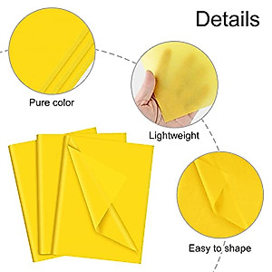 NEBURORA Yellow Tissue Paper for Gift Bags 60 Sheets Yellow Wrapping Tissue Paper Bulk 14 X 20 Inch Bright Yellow Packaging Paper for Gift Wrap Filler Crafts Birthday Wedding Sunflower Party(Yellow
