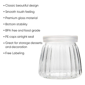 Small Yogurt Jars,Encheng 4 oz Clear Glass Jars With Lids,Yogurt Container With Caps(PE),Replacement Glass Pudding Jars,Clear Glass Containers For Milk,Ramekin,Jams,Jelly,Mousse 40 Pack …