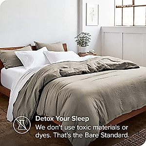 Bare Home Sandwashed Duvet Cover - Queen Size - Premium 1800 Ultra-Soft Brushed Microfiber - Easy Care (Queen, Sandwashed Fog)