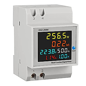 AC Digital MultiMeter, DROK AC 40-300V 100A Multi Function Din-Rail Digital Energy Monitor, Kilowatt Voltage Current Generator Meter with Inner Transformer