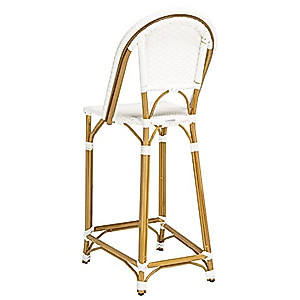 Safavieh PAT4038C Outdoor Collection Zaid White Stackable 30-inch Bar Stool