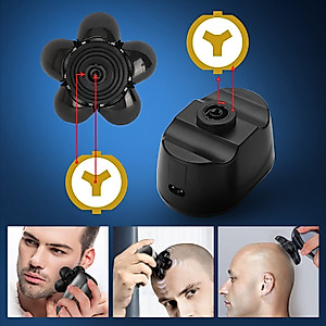 Electric Shaver Replacement Head Upgraded 6D Mens Electric Shaving Head Freedom Bald Shavers Blades Wet & Dry Electric Razor Floating Replacement Heads Close Head Shavers Replacement Blades（Gold）