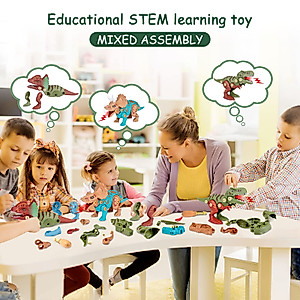 Dinosaur Toys for Kids 3-5, Stem Dinosaur Toys, Take Apart Dinosaur Toys for Boys w/Light Sound, Dino Construction Building Educational Learning Sets with Electric Drill, Birthday Easter Xmas Gifts