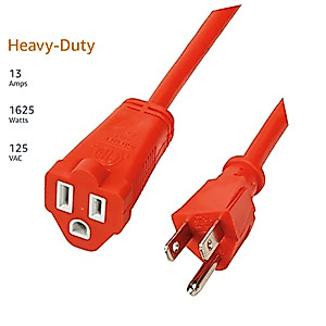 Amazon Basics 50-Foot 3-Prong Vinyl Indoor/Outdoor Extension Cord - 13 Amps, 1625 Watts, 125 VAC, Orange