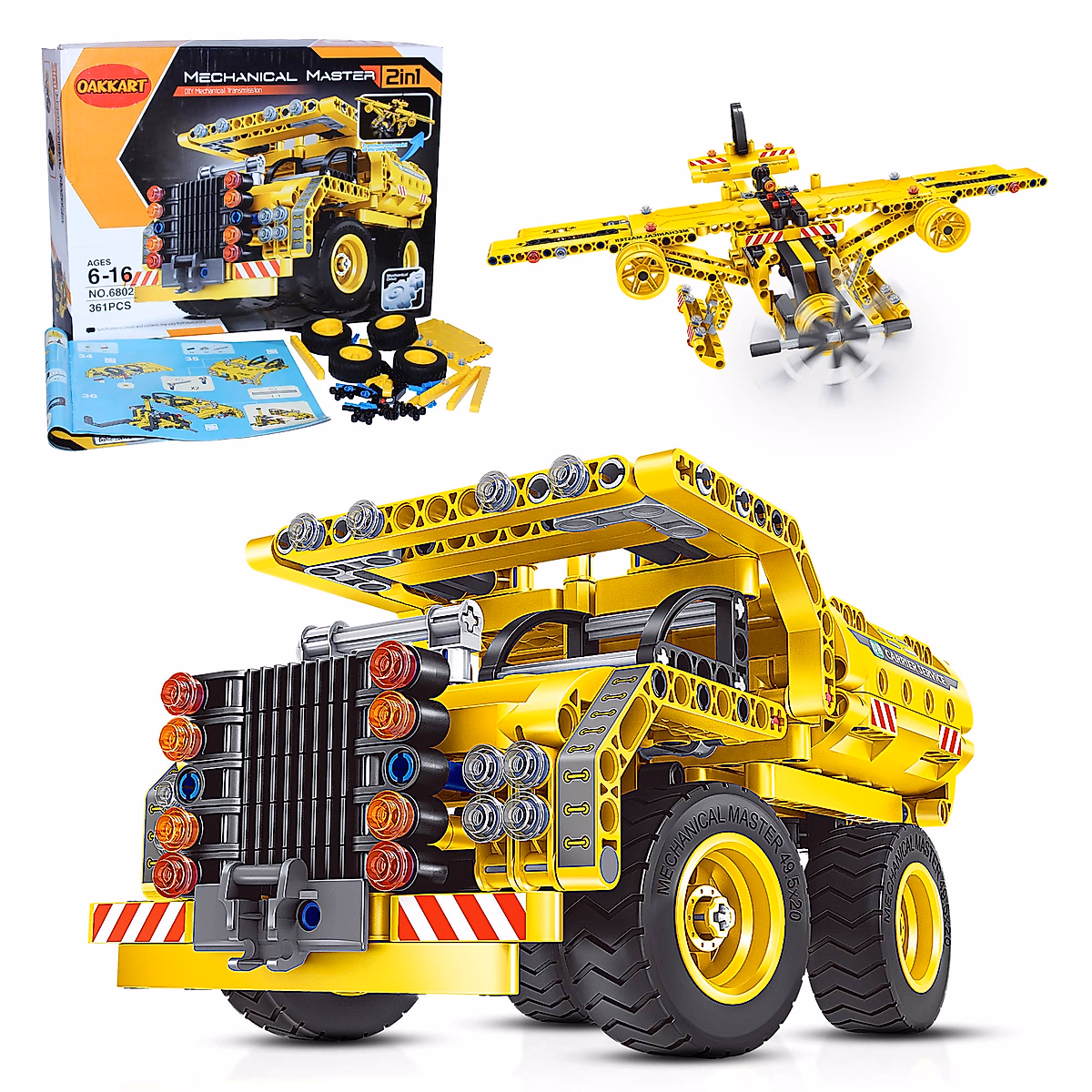 Oakkart STEM Toys Building Sets for Boys 8-12 Build 2in1 Dump Truck or Airplane Construction kit Engineering Sets for Boys STEM Building Set for Kids