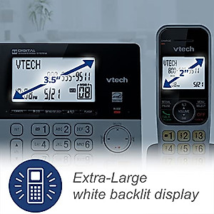 VTECH VG208 DECT 6.0 Corded/Cordless Phone for Home with Answering Machine, Call Blocking, Caller ID, Large Backlit Display, Duplex Speakerphone, Intercom, Line-Power (Silver/Black)