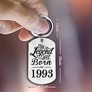Yobent 30th Birthday Gifts for Him Men 1993, Happy 30th Birthday Keychain, 30 Year Old Birthday Gifts for Her Women，The Legend was Born in 1993