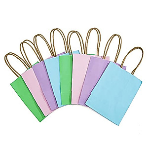 60 Pack Mini Small Pink Blue Green Purple Colored Paper Gift Bags with Handles for Birthday Wedding Baby Shower Party Favors, Shopping, Retail, Merchandise, 6.3x4.7x2.75 Inch ( 4 Colors Assorted)