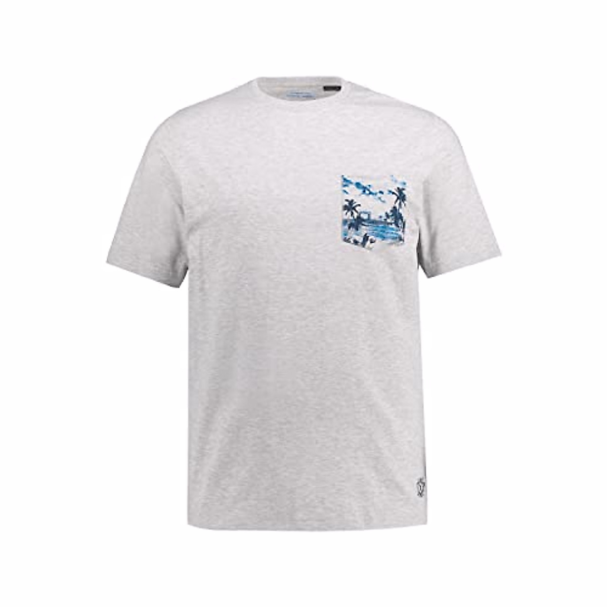 JP 1880 Menswear Big & Tall Plus Size L-8XL Chest Pocket Detail Tee Light Gray Melange Large 805955134