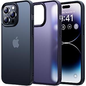 CASEKOO for iPhone 14 ProMax Case Matte Shockproof, [Never Yellow] [10FT Mil-Grade Drop Protection] Translucent Slim Cover Women Men iPhone 14 Pro Max Case, Frosted Black