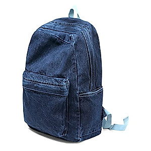 YunZh Denim Backpack Casual Style Lightweight Jeans Backpacks Classic Retro Travel Daypack