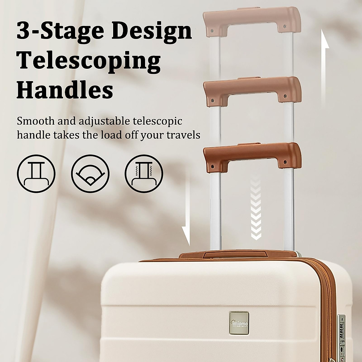 imiomo 28 IN Large Luggage, Suitcase with Spinner Wheels, Hardside 3PCS Set Lightweight Rolling Travel Luggage with TSA Lock(28"/Beige)