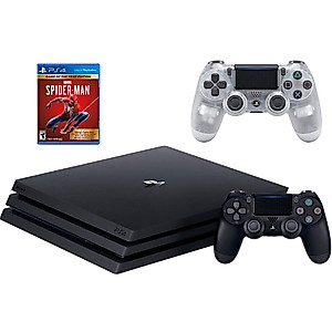 Sony PlayStation 4 Pro 1TB Console Bundle W / Marvel's Spider-Man: Game of The Year Edition and DualShock 4 Wireless Controller -Crystal | Blu-ray Disc Player | Wi-Fi | AMD Processor | HDMI Cable