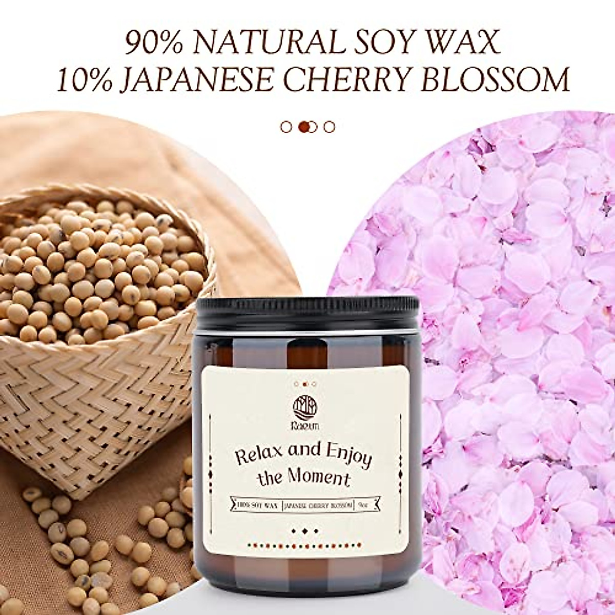 Candles for Home Scented, 60 Burn Hours 9oz Scented Candles Gift for Women, Stress Relief Gifts, Birthday Gifts (Japanese Cherry Blossom)