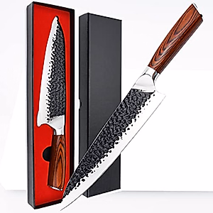 8 inch Japanese Chef Knife,Pro Ultra Sharp Kitchen Knife High Carbon Steel Chef's Knives Durable Sharp Cooking Knife For Meat, Vegetables, fruits and seafood, Ergonomic Handle for Home/Restaurant