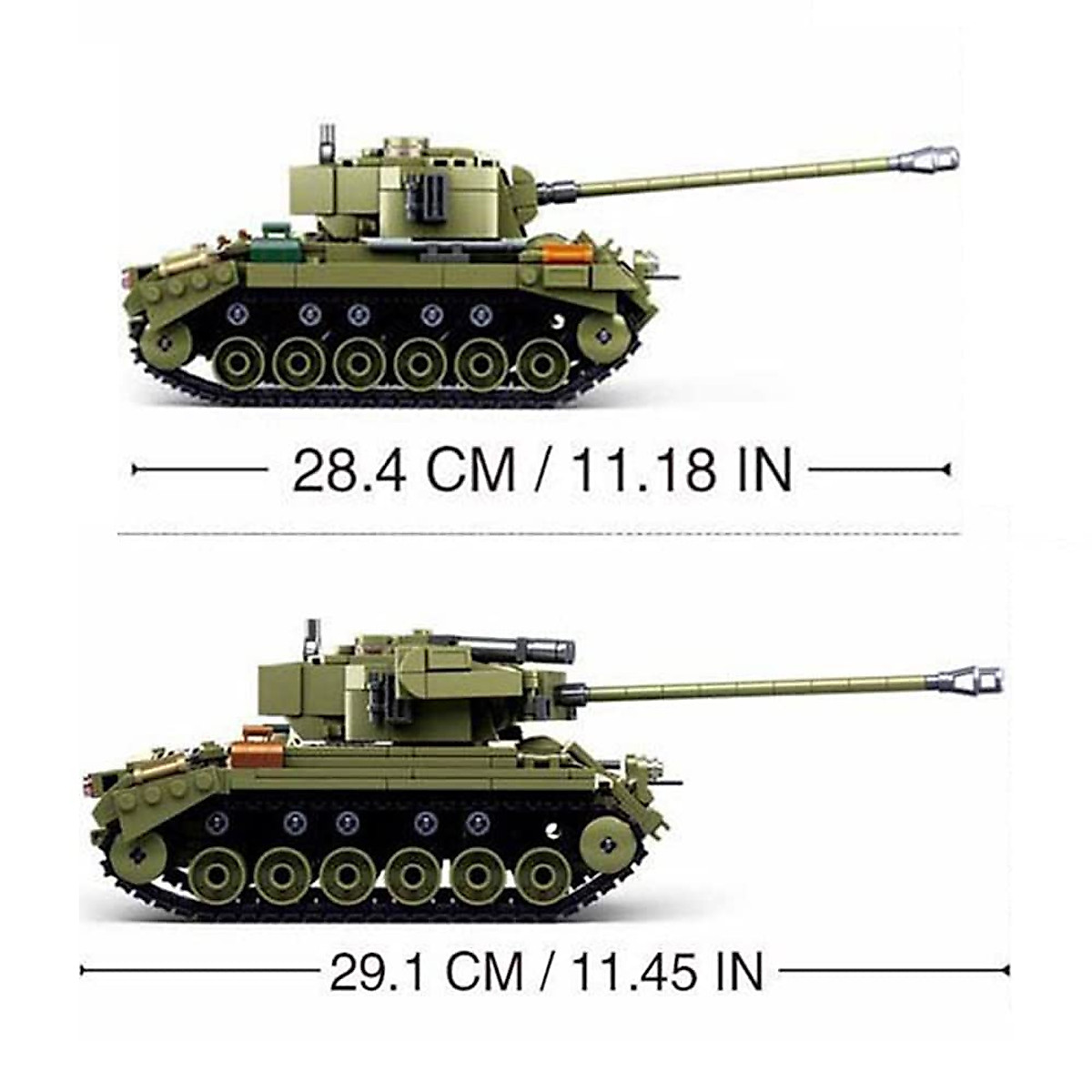 DAHONPA M26E1 Pershing Medium Tank Army Building Block(742 PCS),WW2 Military Historical Collection Model with 3 Soldier Figures,Toys Gifts for Kid and Adult.