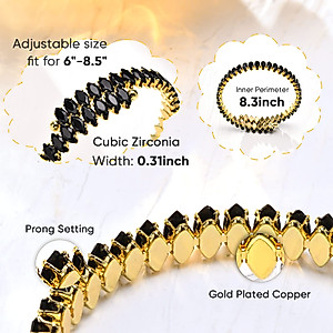 Cuff Tennis Bracelets for Women - Adjustable 8mm Cubic Zirconia Dainty Classic Tennis Bracelet Fashion Jewelry Wedding Party Birthday Gift for Her Girlfriend Mom Wife Daughter Size 6.0-8.5 Inch