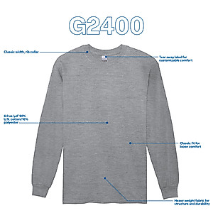 Gildan Men's Ultra Cotton Long Sleeve T-Shirt, Style G2400, Multipack, Sport Grey (2-Pack), Large