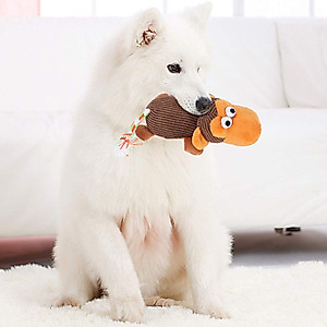 Zerodis 2PCS Squeaky Stuffed Pet Dog Toys Chew Toy with Squeakers Soft Plush Duck Monkey Sound Toys for Puppies Teething Small Medium Large Dogs