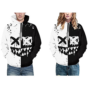 Chaos World Men's Novelty Hoodie Long Sleeves 3D Funny Graphic Print Sweatshirt Pullover(Medium,4 Black White Wing)