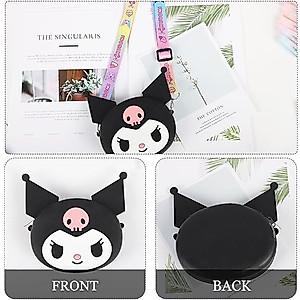 Uywgaun Women's Black Cartoon Kawaii Kid Handbag, 5.5 x 7.5 x 4 inches