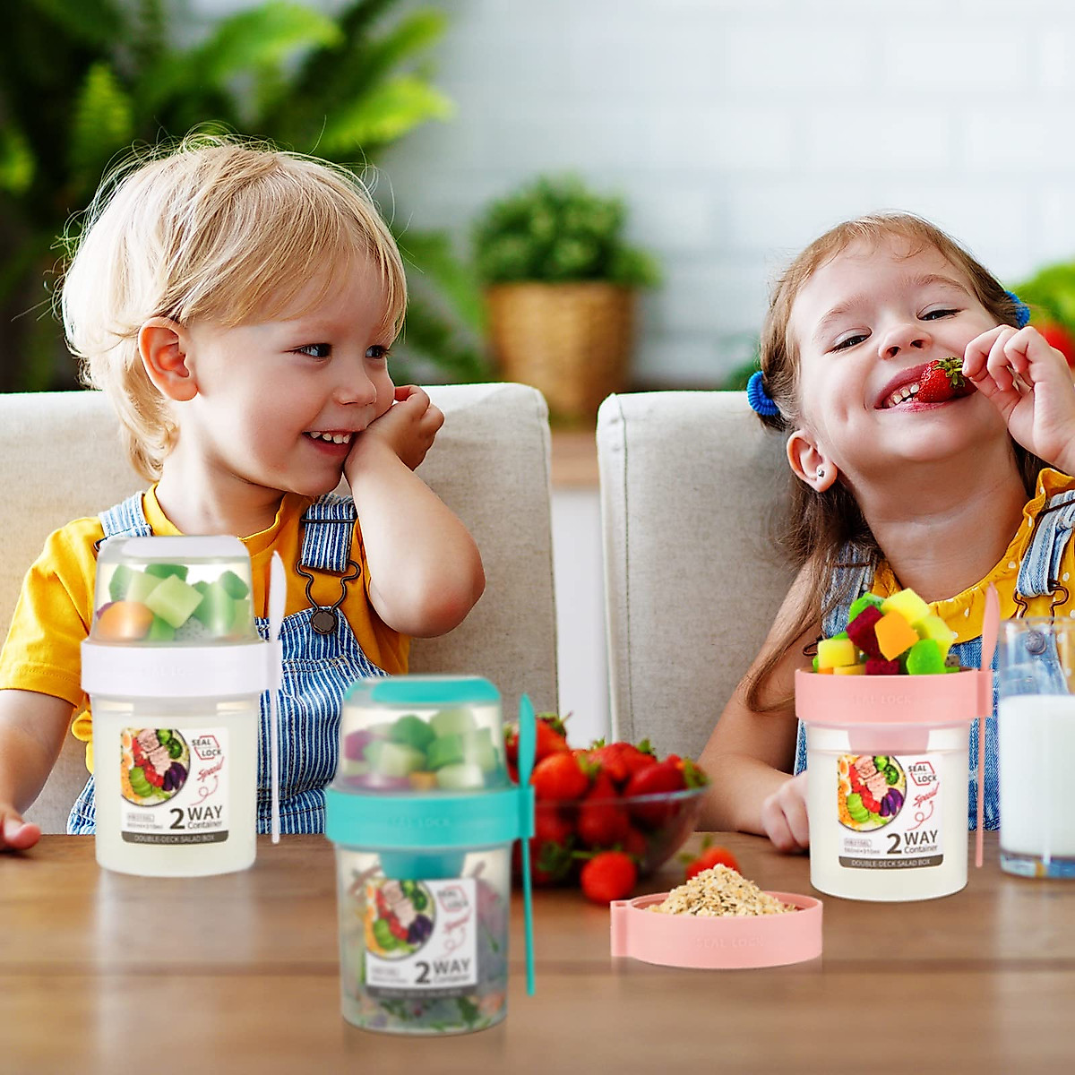 Roshtia 6 Pack 30 oz Yogurt Parfait Cups with Lids Reusable Parfait Cups with Lid and Fork plastic Salad Shaker Cup Container Cereal Overnight Oats Snack Parfait Containers for Breakfast Dessert