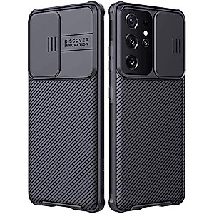 imluckies for Samsung Galaxy S21 Ultra Case with Camera Cover, Hard PC Back & Soft Bumper, Protective & Slim Fit, Camera Protection Case for Samsung Galaxy S21 Ultra 6.8"-Black