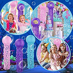 6 Pcs Jelly Fish Paper Lanterns 24 Pcs 10'' 18'' 20'' 24'' Bubble Clear Bobo Balloons Mermaid Party Decorations Under The Sea Ocean Birthday Party Decoration Pink Purple Blue Baby Shower Decorations