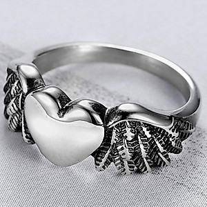 Jude Jewelers Vintage Style Angel Wing Heart Shaped Wedding Band Cocktail Party Promise Ring (Silver, 10)