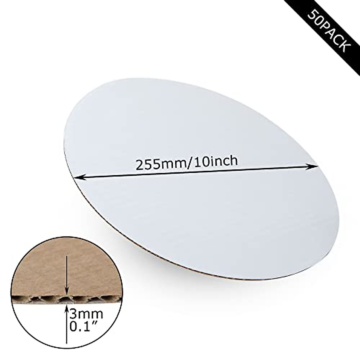 ZOEYES 50 PCS 10 inch Cake Board Round Cake Circles Cake Base Cardboard Cake Boards for Cake Pizza Decorating Supplies