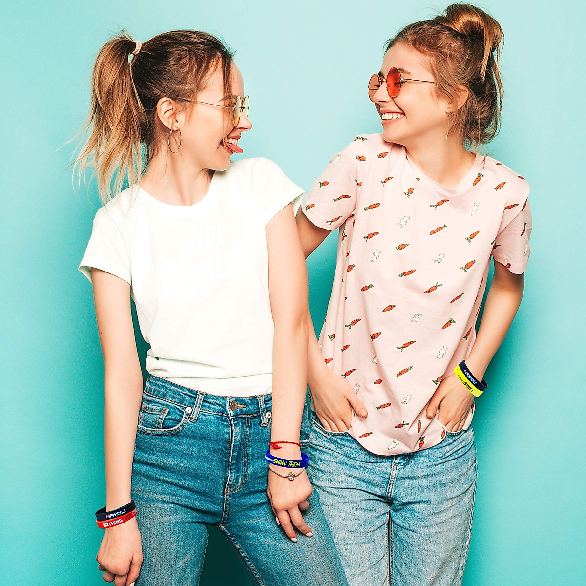 RUANJAI -Upgraded- 12-Pack Motivational Wristbands for Men, Women & Teens, 12x8” Silicone Rubber Bracelets with Inspirational Quotes, Unisex Adult Wristbands, 5 Unique Designs, 12 Pack