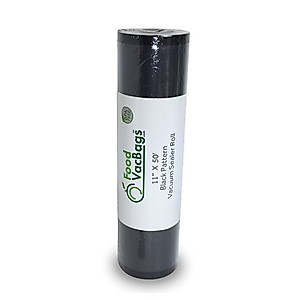 FoodVacBags 11X50 Black & Clear Vacuum Sealer Bag Roll, Foodsaver Compatible, Heavy-Duty, Commercial Grade, Odor Resistant, Sous Vide, Light Protection