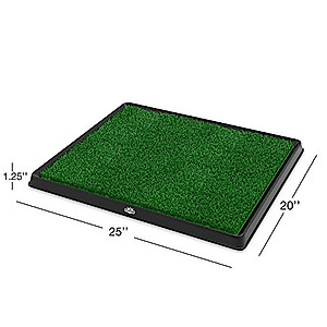 Artificial Grass Puppy Pee Pad for Dogs and Small Pets - 20x25 Reusable 3-Layer Training Potty Pad with Tray - Dog Housebreaking Supplies by PETMAKER
