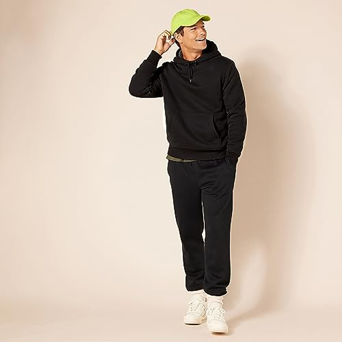 Amazon Essentials Men's Sherpa-Lined Pullover Hoodie Sweatshirt, Black, X-Large