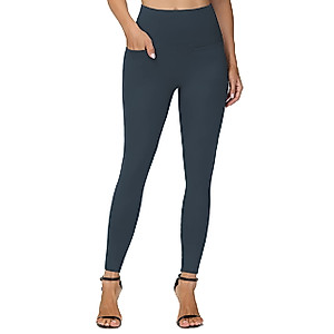 THE GYM PEOPLE Women's Casual Yoga Leggings High Waisted Tummy Control Workout Pants with 4 Pockets Charcoal Grey