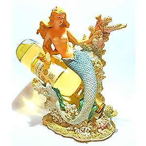 Comfy Hour 11" Polyresin Mermaid Wine Holder for Home Decoration, White, Blue, Ocean Voyage Collection