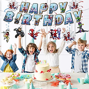 Spidey Birthday Party Decorations Happy Birthday Banner And Hanging Swirls For Birthday Party Supplies Party Decor