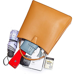 HESHE Leather Womens Handbags Tote Top Handle Bucket Bag Shoulder Bags Satchel Ladies Purses Crossbody Bag (Lilac)