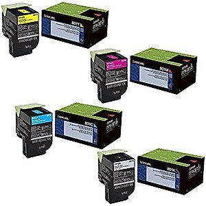 Lexmark 80C10C0, 80C10K0, 80C10M0, 80C10Y0 Standard Yield Toner Cartridge Set