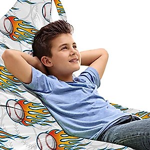 Lunarable Baseball Lounger Chair Bag, Continuous Flying Balls with Classic Design Sports Fans Themed Pattern, High Capacity Storage with Handle Container, Lounger Size, Multicolor
