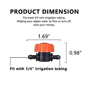 TALEGEN 30 pcs 1/4 Inch Barbed Shut-Off Valve Universal Plastic 1/4” Drip Irrigation Tubing Coupling Valve