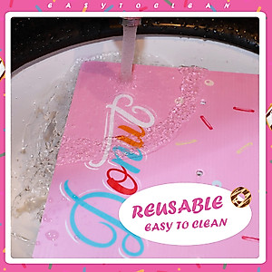 2 Packs Donut Display Stand Reusable Donut Holder Board Rustic Wood Donuts Rack Display Dessert Table Decorations for Birthday Party Wedding Baby Shower Treat Donut Party Supplies (Pink)